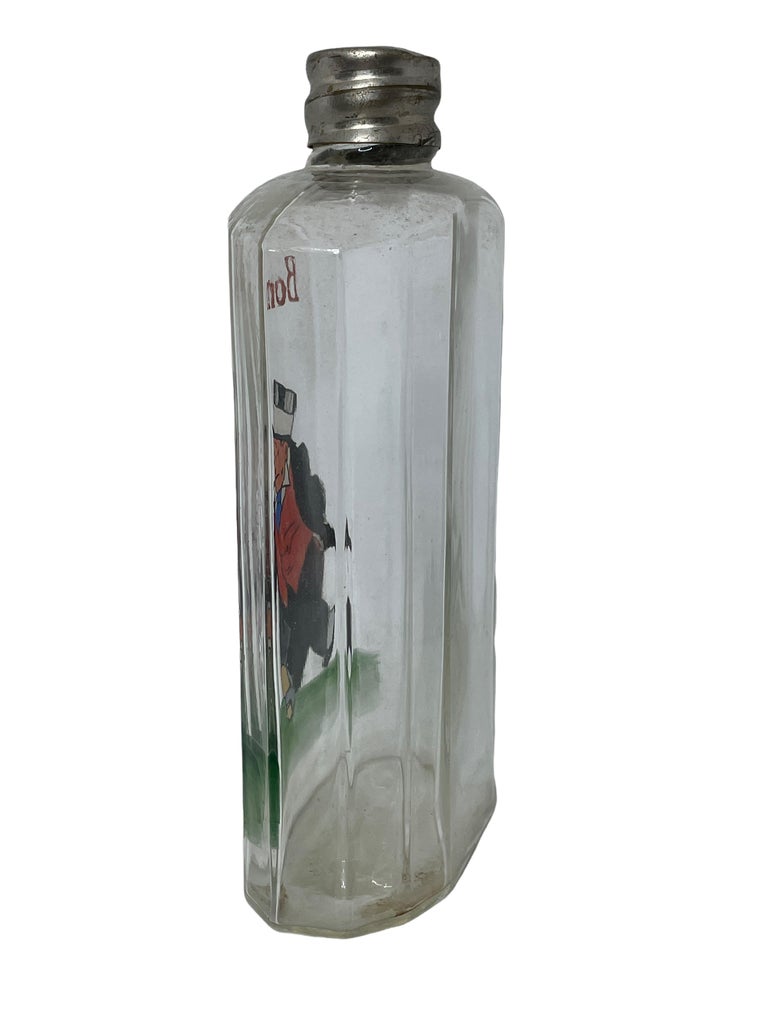 Antique Hip Flask Hand Painted Drunk Gentleman Motif, Sweden, Early ...