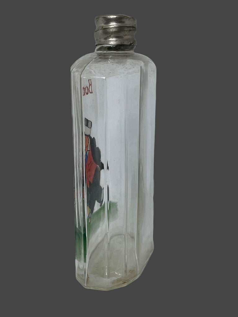 Antique Hip Flask Hand Painted Drunk Gentleman Motif, Sweden, Early ...