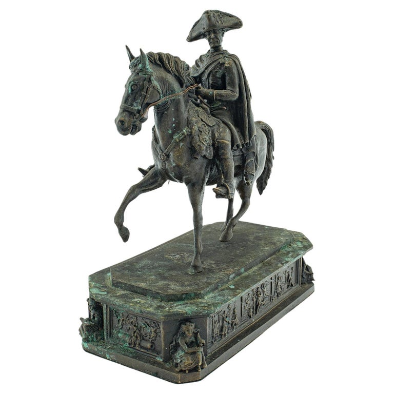 Antique Historic Desk Statue, Continental Bronze, Frederick the Great ...