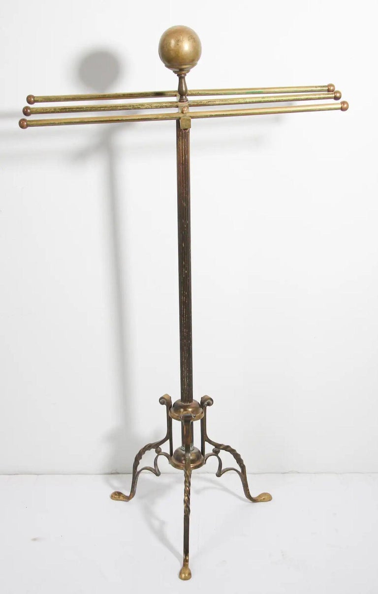 Antique Hollywood Regency Brass Towel Rack Valet Stand 1950s For Sale ...