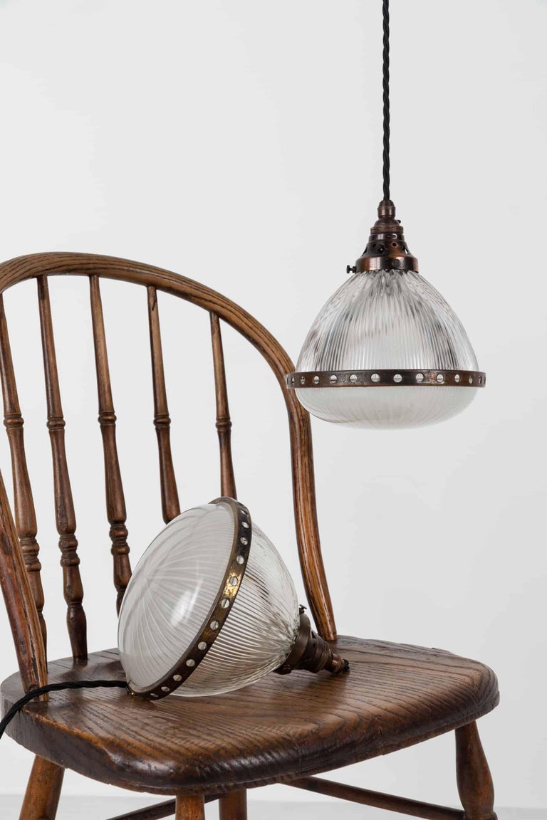 Antique Holophane 'Excellite' French Prismatic Glass Pendant Lamp, C ...