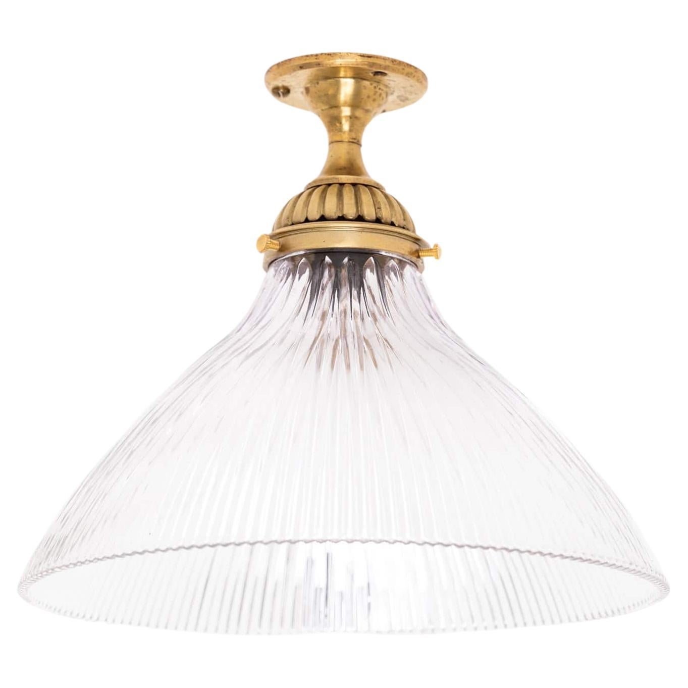 Antique Large 30cm Holophane Style Prismatic Frilly Glass Pendant ...