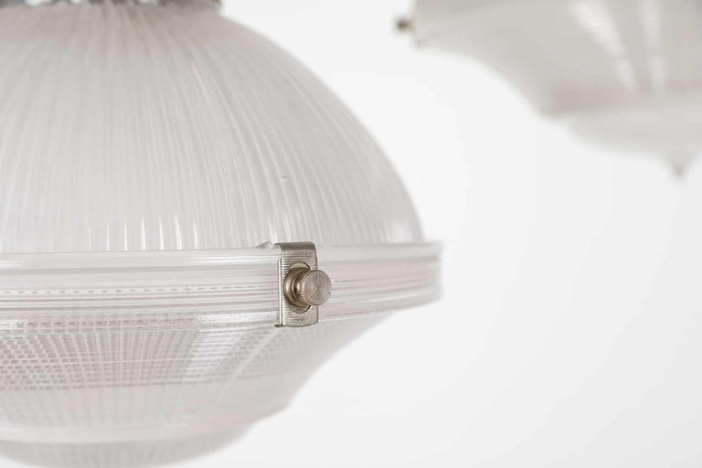 Antique Holophane 'Reflector-Refractor' Prismatic Glass Pendant Lamps ...
