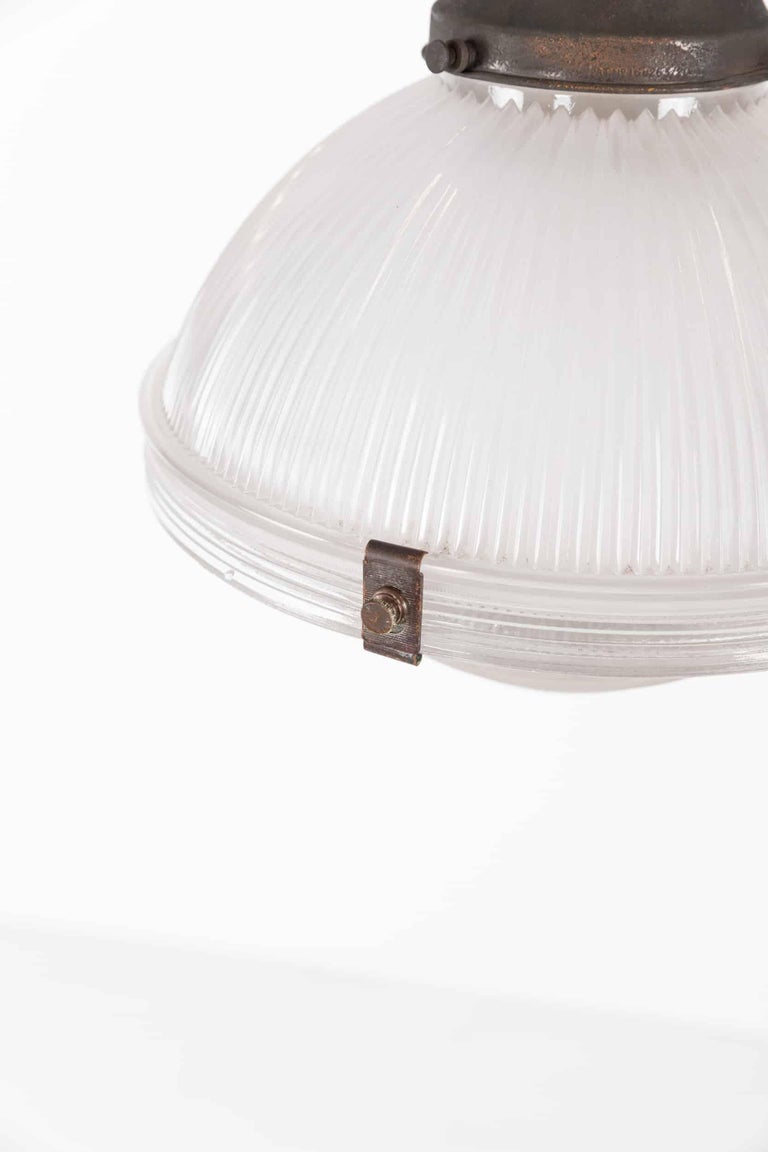 Antique Holophane 'Reflector-Refractor' Prismatic Glass Pendant Light ...