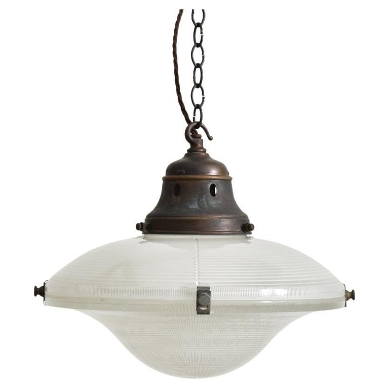 Antique Holophane Ripple-Lite Pendant Light, Low For Sale at 1stDibs