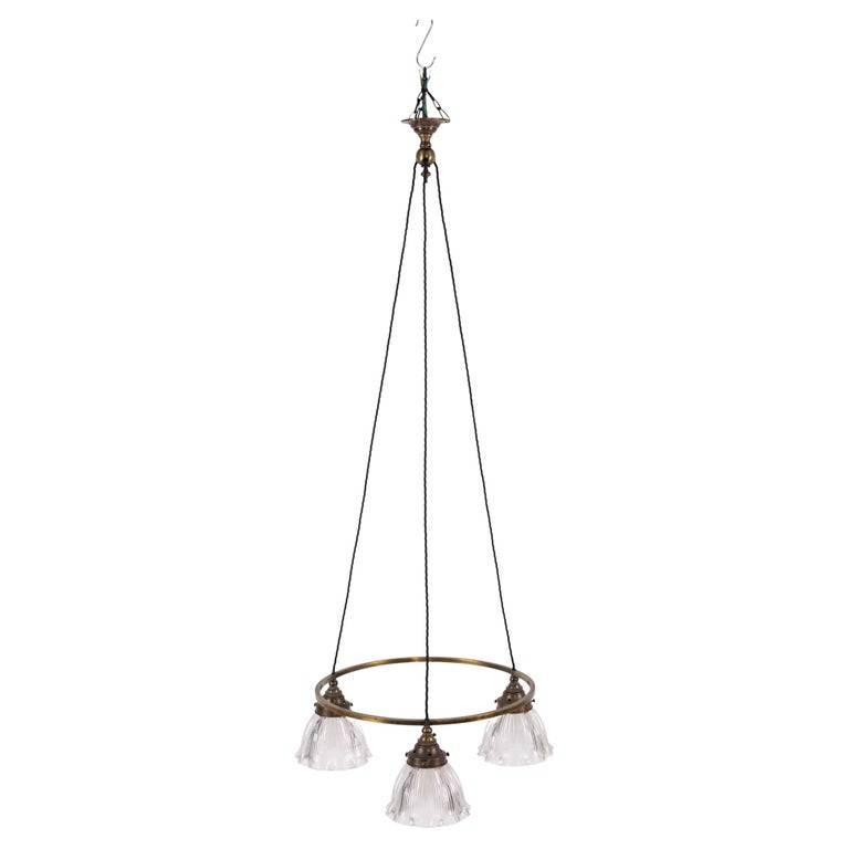 Antique Holophane 'Stiletto' Chapel Cluster Chandelier Light Pendant ...