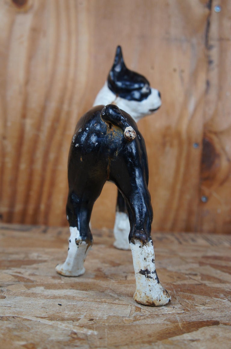 Antique Hubley Cast Iron Boston Terrier Bulldog Dog Doorstop Statue For ...