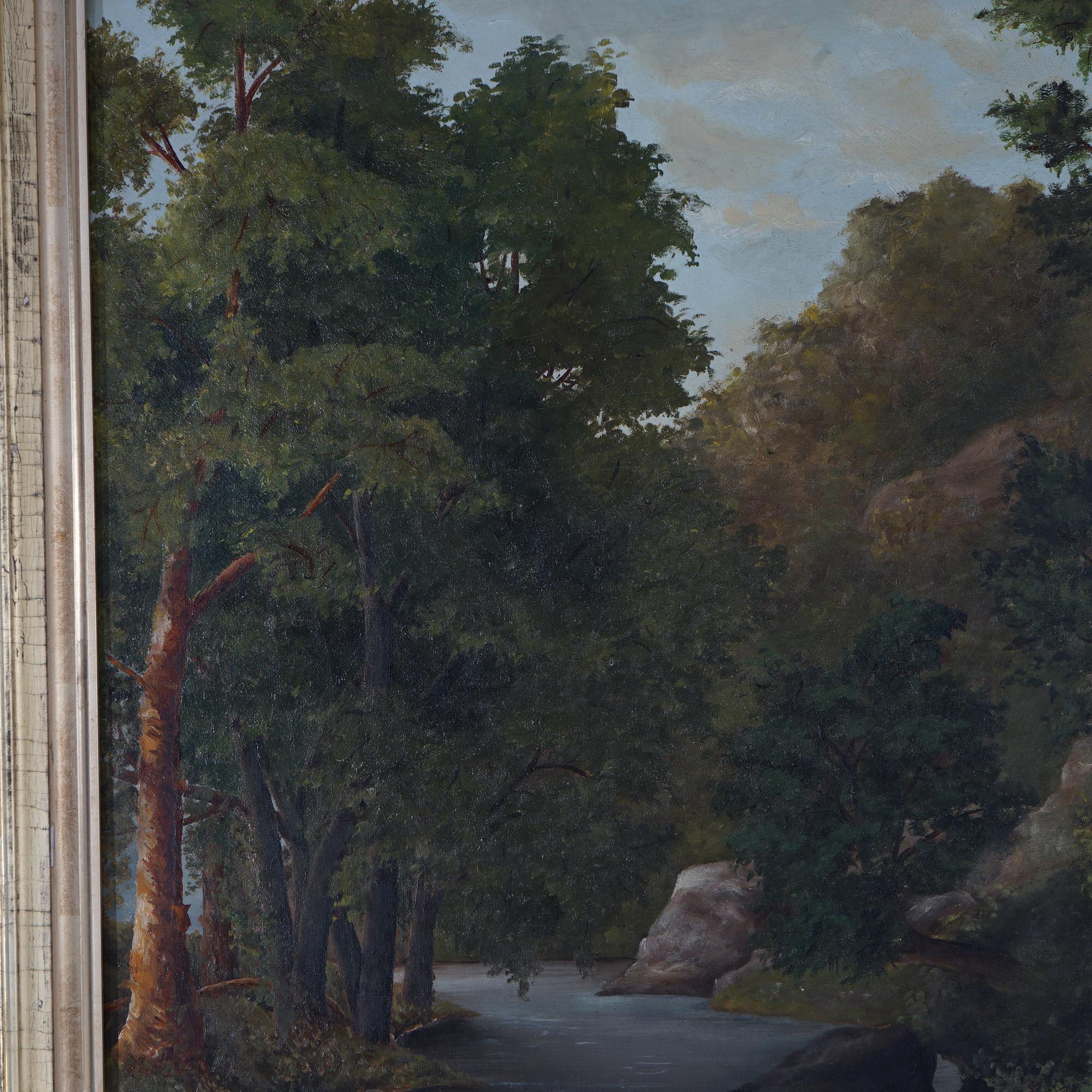 Antique Hudson River School Oil Painting Landscape, Signed and dtd 1883 ...
