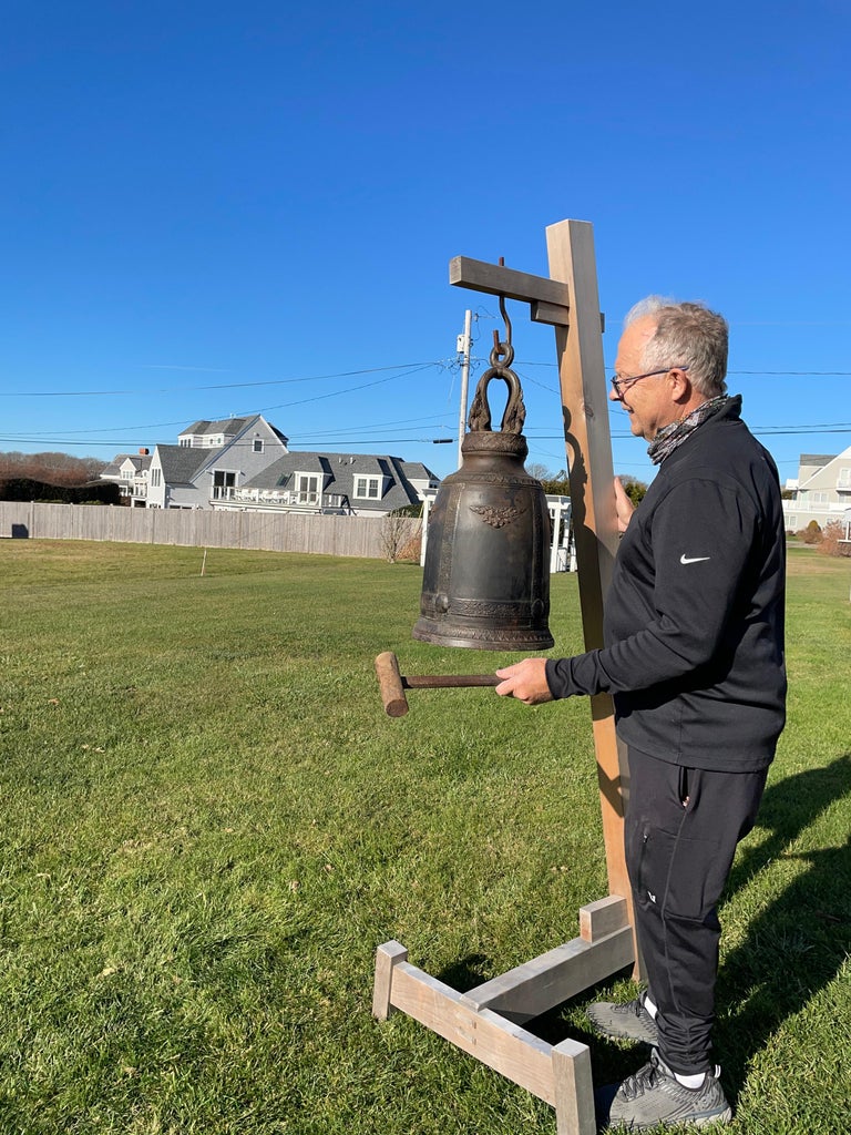 Antique Huge Bronze Bell and Custom Stand Resonates Calming Sound For ...