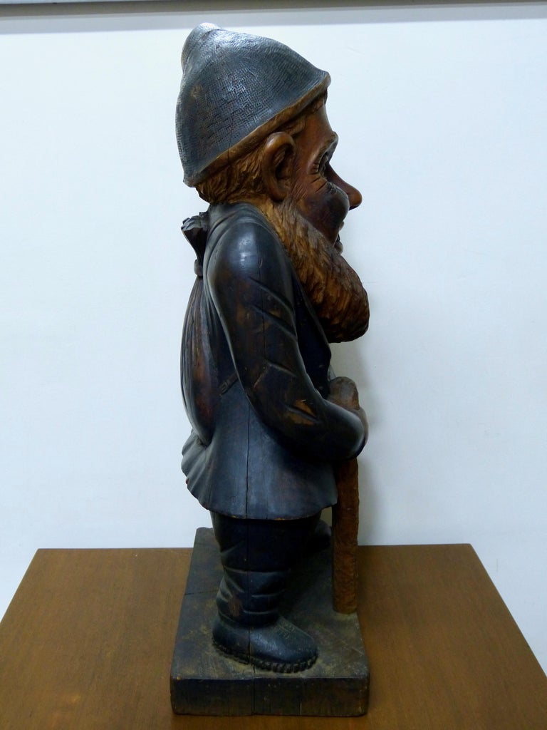 Antique Huge Rare Hand Carved Black Forest Wood Gnome Made in Germany ...