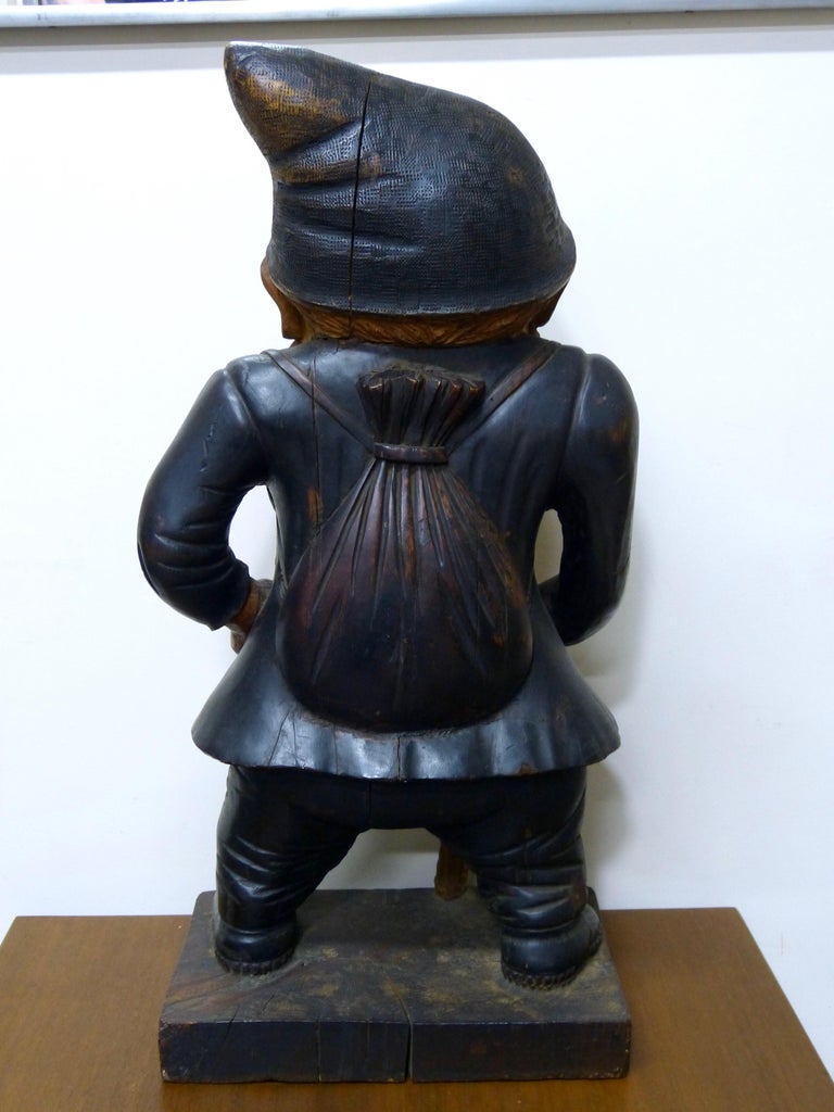 Antique Huge Rare Hand Carved Black Forest Wood Gnome Made in Germany ...