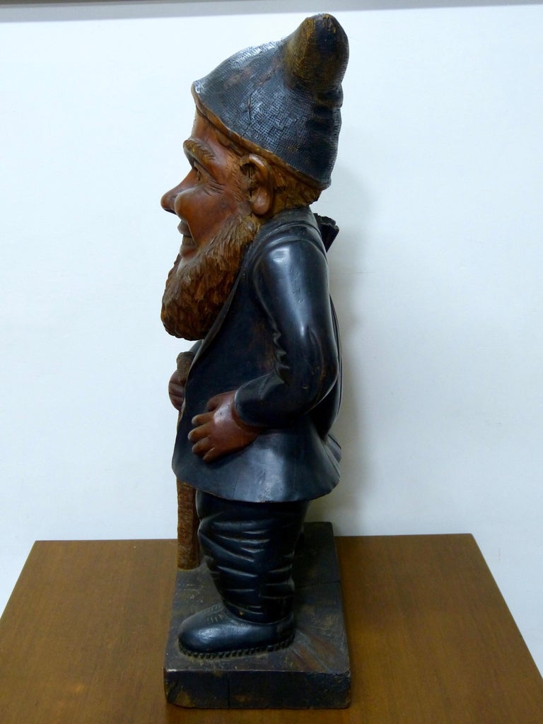 Antique Huge Rare Hand Carved Black Forest Wood Gnome Made in Germany ...