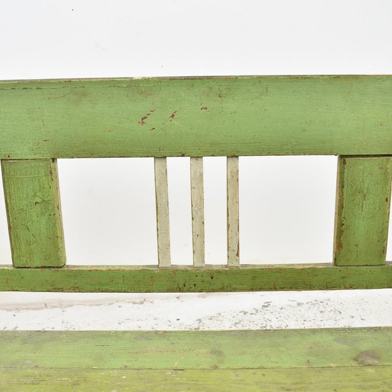 Antique Hungarian Settle Storage Bench, Pale Green For Sale at 1stDibs