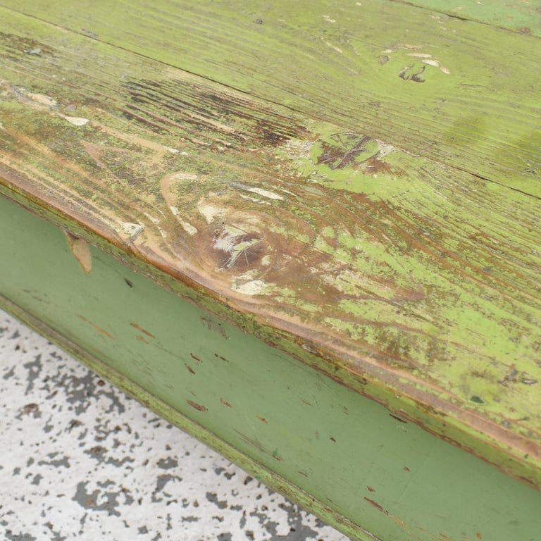 Antique Hungarian Settle Storage Bench, Pale Green at 1stDibs