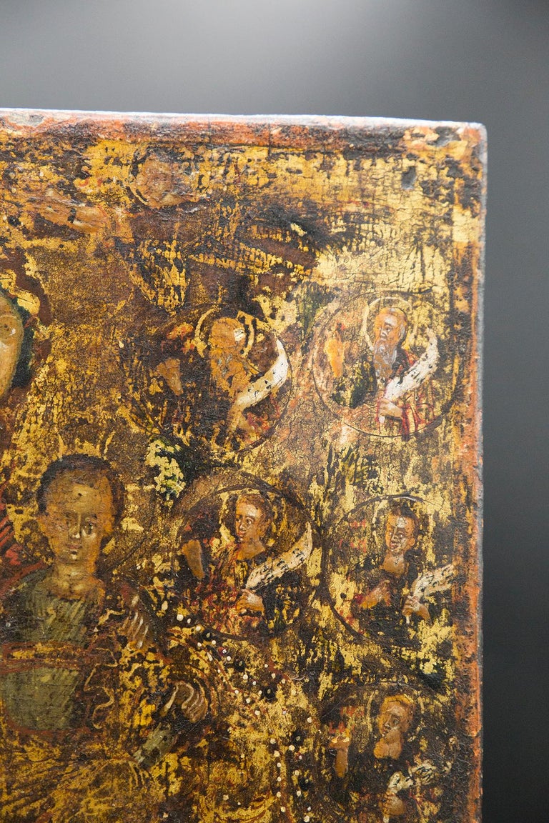 Antique Icon 12 Apostles and the Virgin Mary with Christ For Sale at 1stDibs