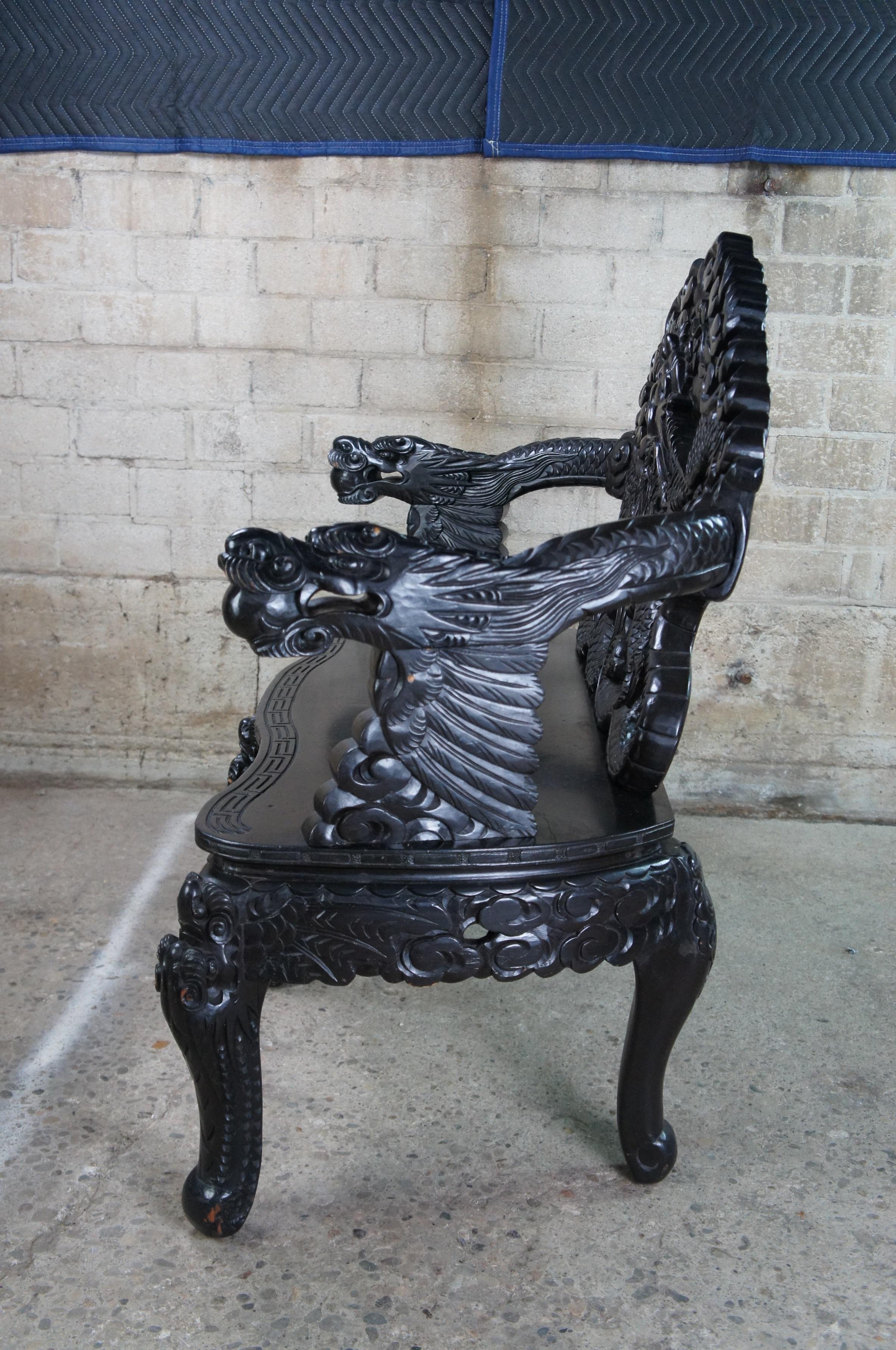 Antique Imperial Meiji Japanese Ebonized High Relief Carved Dragon ...