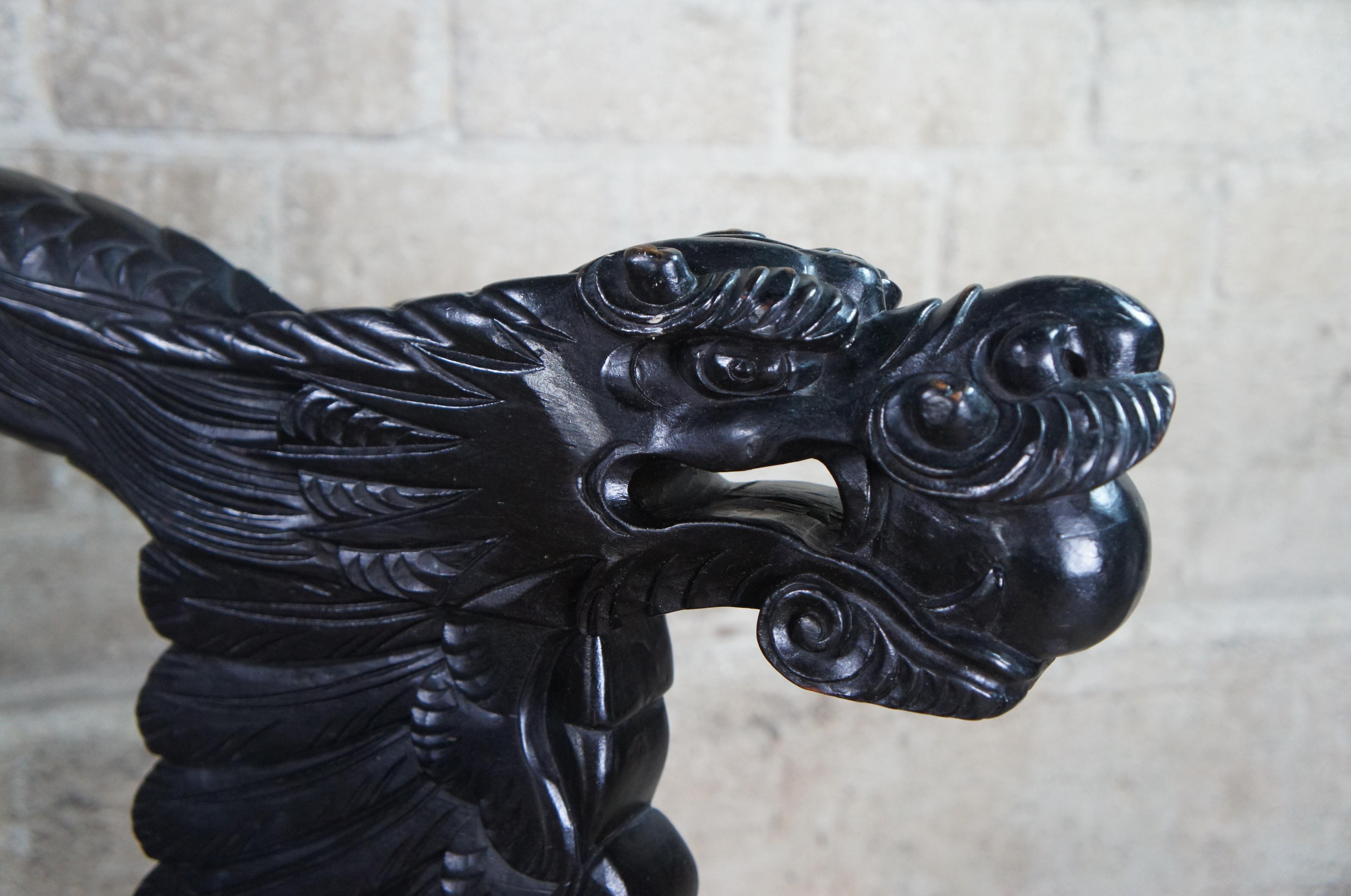 Antique Imperial Meiji Japanese Ebonized High Relief Carved Dragon ...