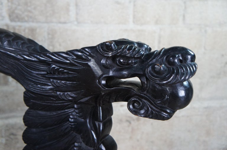 Antique Imperial Meiji Japanese Ebonized High Relief Carved Dragon ...
