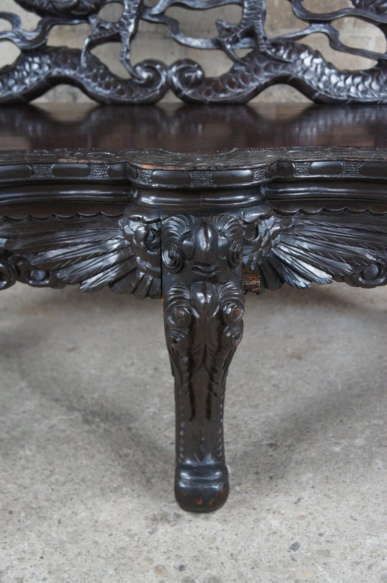 Antique Imperial Meiji Japanese Ebonized High Relief Carved Dragon ...