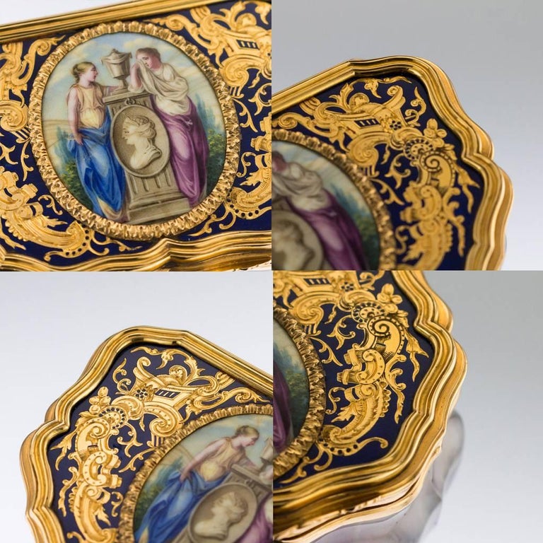 Antique Imperial Russian 14-Karat Gold, Enamel and Amethyst Snuff Box ...