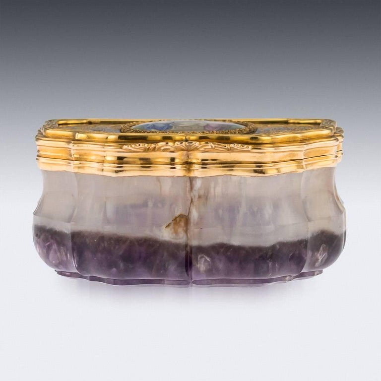 Antique Imperial Russian 14-Karat Gold, Enamel and Amethyst Snuff Box ...