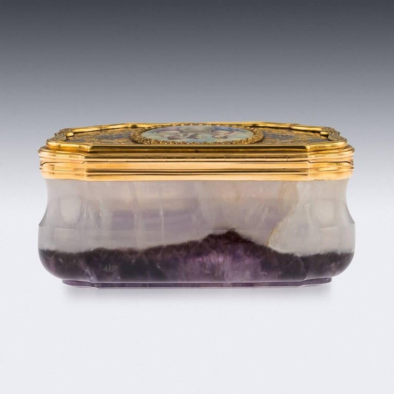 Antique Imperial Russian 14-Karat Gold, Enamel and Amethyst Snuff Box ...