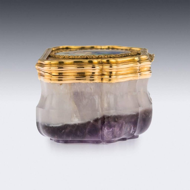 Antique Imperial Russian 14-Karat Gold, Enamel and Amethyst Snuff Box ...