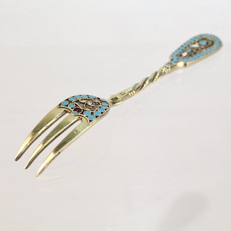 Antique Imperial Russian Silver and Cloisonne Enamel Lemon Fork by ...