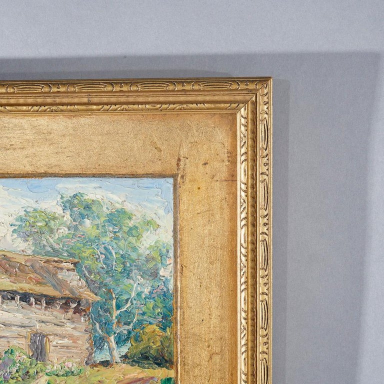 Antique Impressionistic Landscape Painting on Board by Clifford L ...