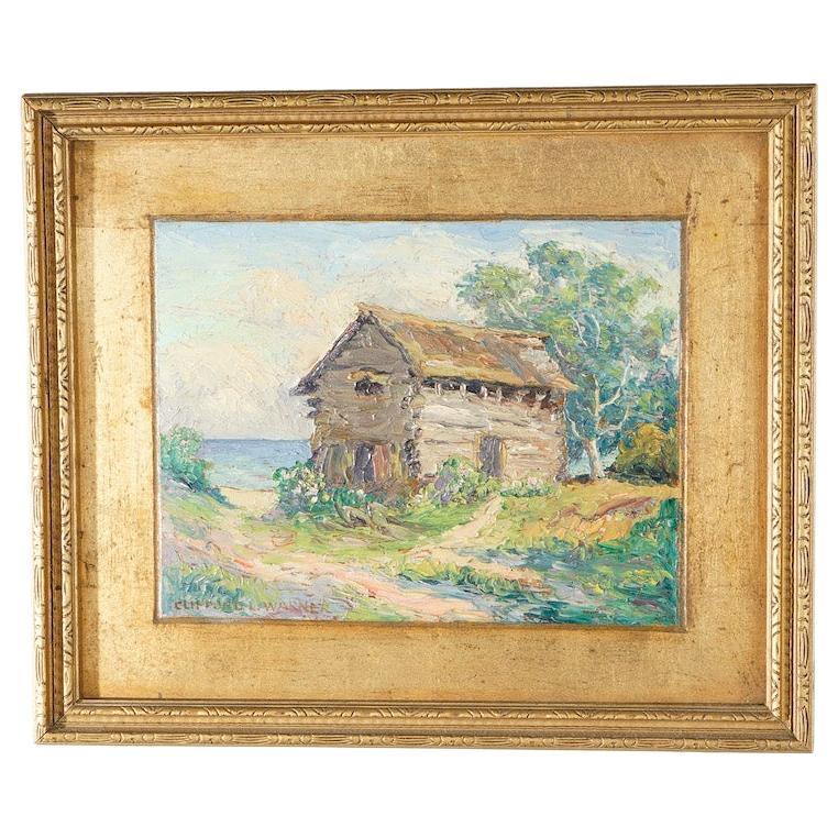 Antique Impressionistic Landscape Painting on Board by Clifford L ...
