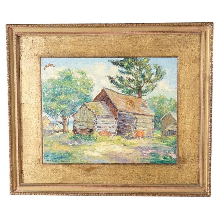 Antique Impressionistic Landscape Painting on Board by Clifford L ...