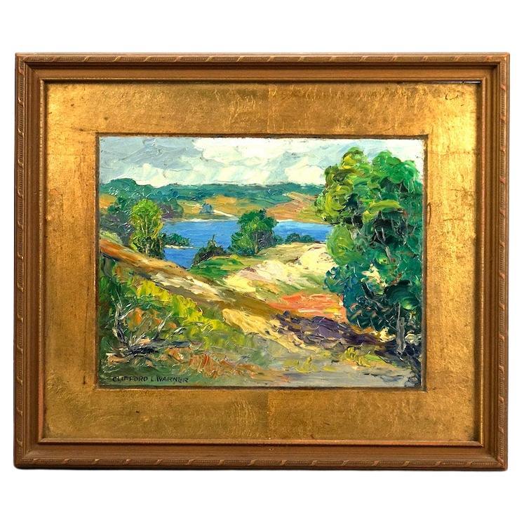 Antique Impressionistic Landscape Painting on Board by Clifford L ...