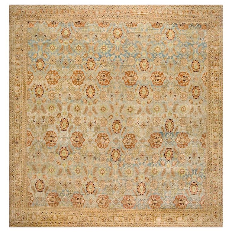 Antique Indian Agra Carpet From 1890s ( 13'8" x 14'2" - 416 x 432 cm ...