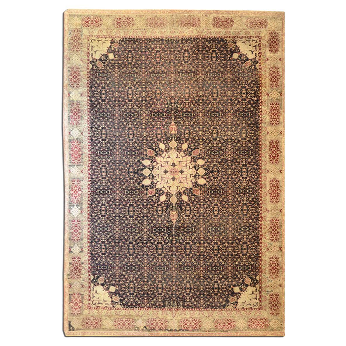 Antique Indian Agra Handmade Medallion Motif Peach Oversize Wool Rug ...