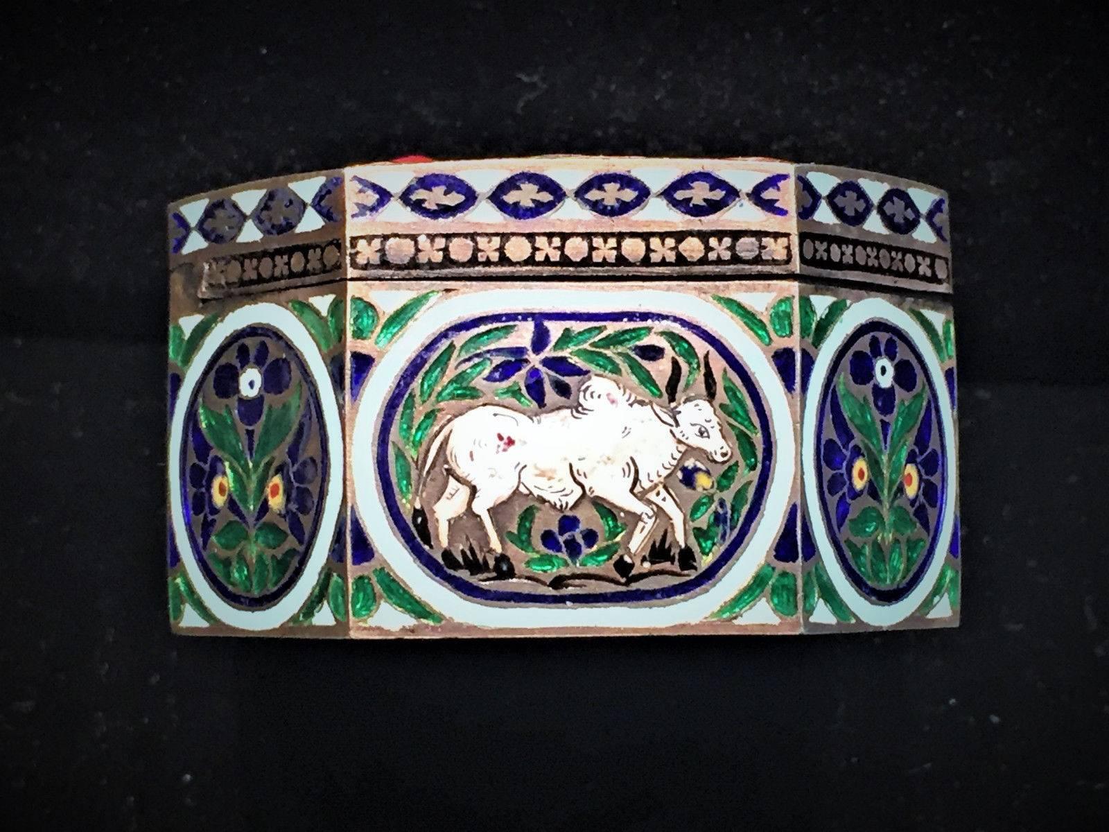 Antique Indian Enameled Silver Snuffbox with Hunting Scenes, circa ...