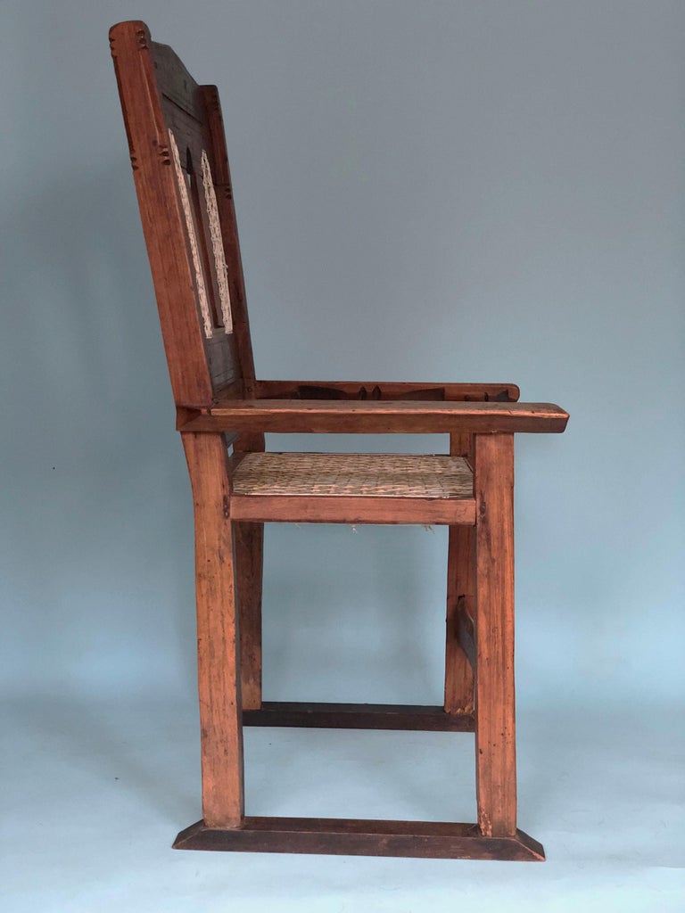 Antique Indian Hand Carved Teak Chair 1940s For Sale at 1stDibs