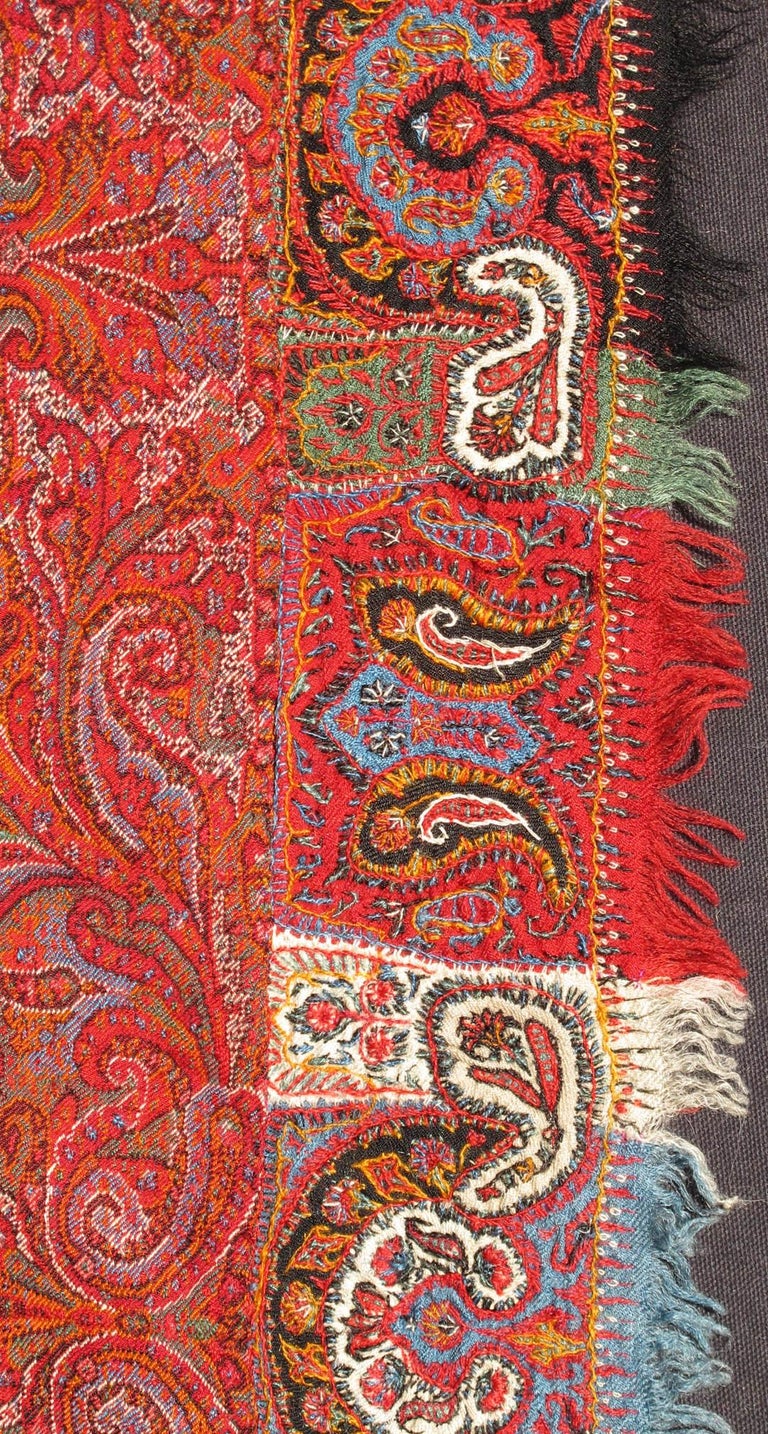 Antique Indian Handmade Paisley Textile Shawl with Brilliant Colors For ...