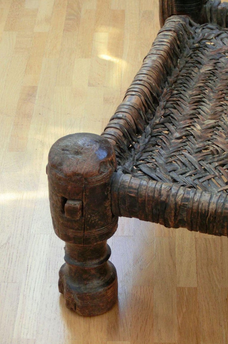 Antique Indian Low Authentic Wicker Wooden Oriental Chair, 19th Century ...
