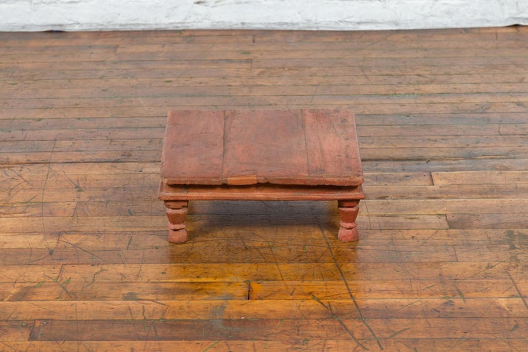 Antique Indian Low Wooden Prayer Table Stand with Carved Angular Legs ...