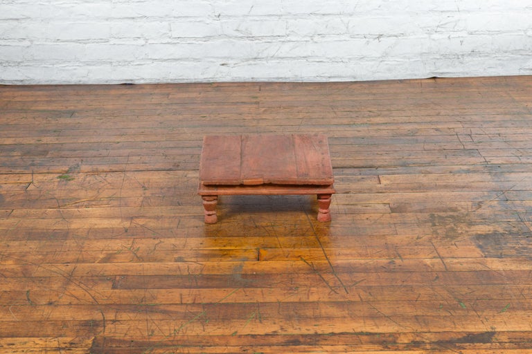 Antique Indian Low Wooden Prayer Table Stand with Carved Angular Legs ...