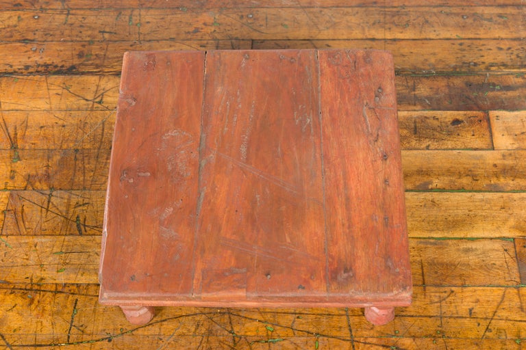 Antique Indian Low Wooden Prayer Table Stand with Carved Angular Legs ...