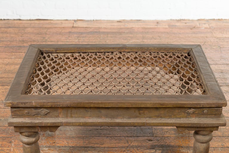 Antique Indian Metal Window Grill Made into Coffee Table with Baluster ...