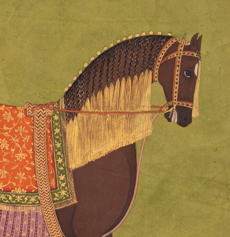 Antique Indian Miniature Painting of a Prized Horse, Circa 19th Century ...