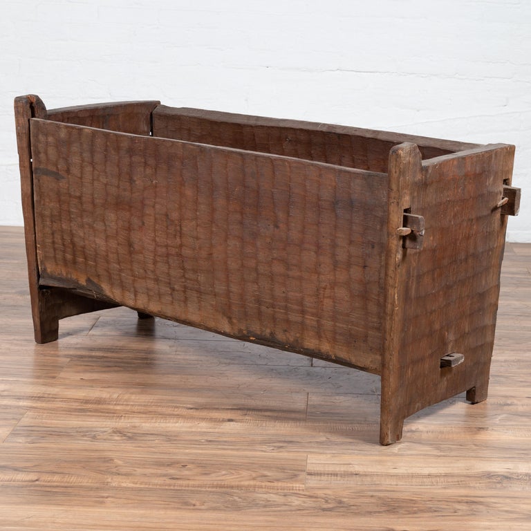 Antique Indian Rustic Wooden Planter Box with Weathered Patina and ...