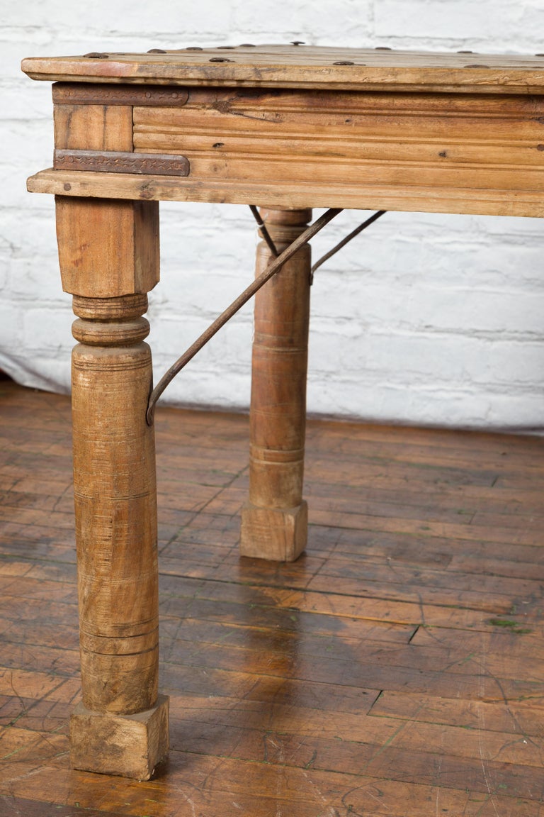Antique Indian Sheesham Wood Palace Door Dining Table with Iron Accents ...