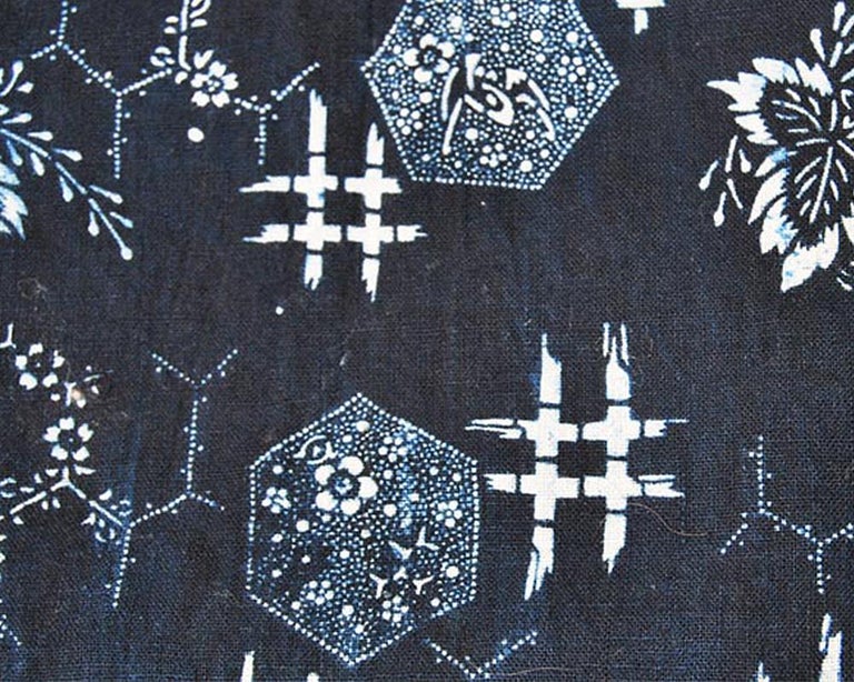 Antique Indigo Boro Textile Katazome Dyed Hanjuban, 19th Century For ...