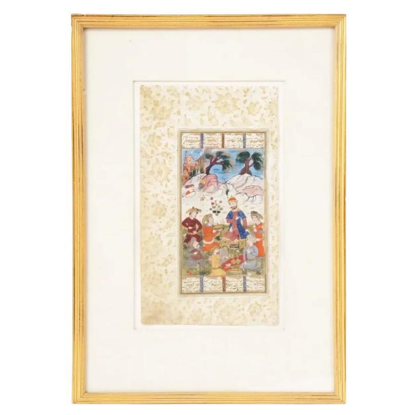 Antique Indo Persian Mughal Painting W Manuscript For Sale at 1stDibs