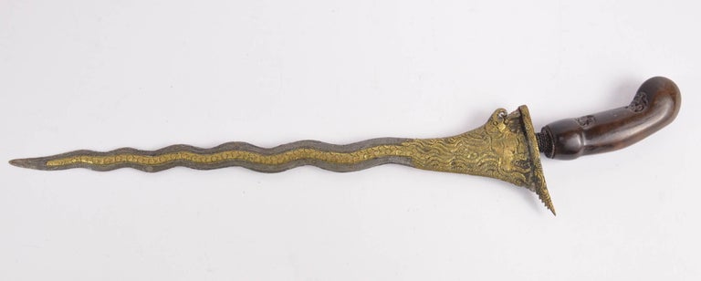 Antique Indonesian Kris Dagger with Wooden Handle at 1stDibs