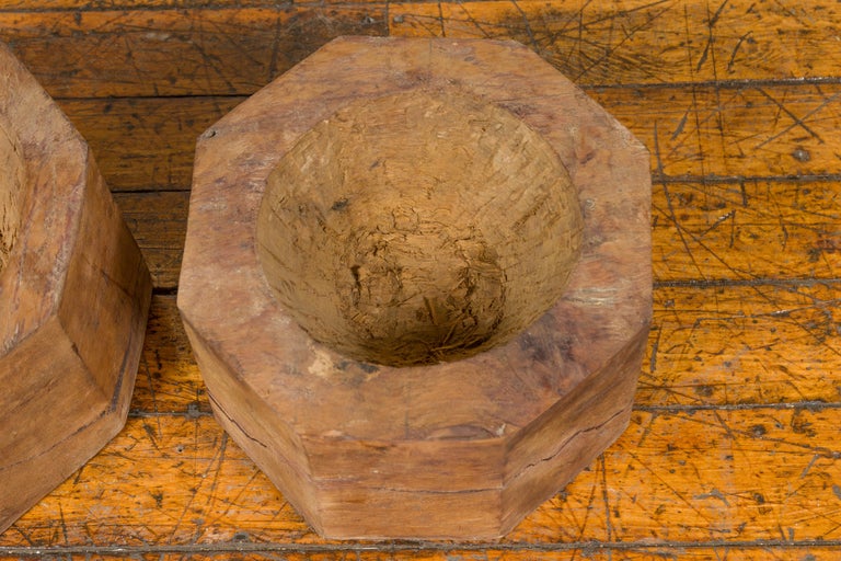 Antique Indonesian Rustic Octagonal Wooden Planters Made from Tree ...