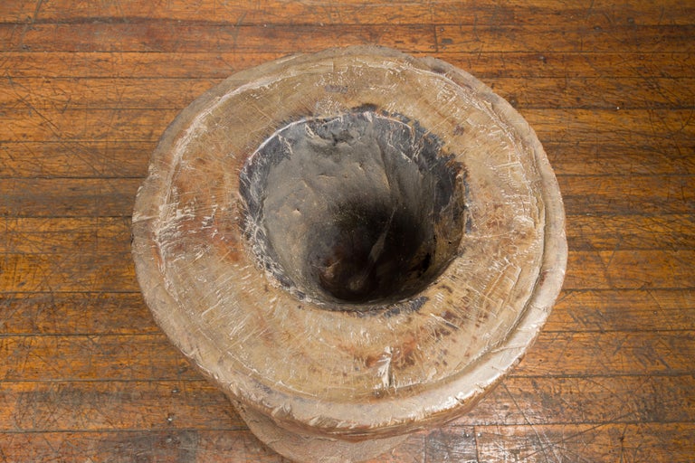 Antique Indonesian Rustic Tree Stump Planter with Weathered Appearance ...